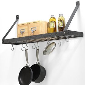 Hammered Steel with Chrome Bookshelf Pot Rack - Betterimprovement.com