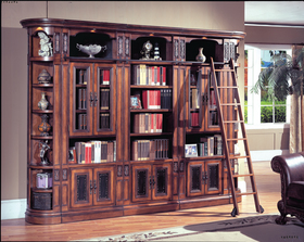 Davinci Bookcase Wood Wall Unit With Roller Ladder - Betterimprovement.com