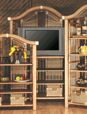 Cape Coral Rattan TV Stand Wall Unit - Betterimprovement.com